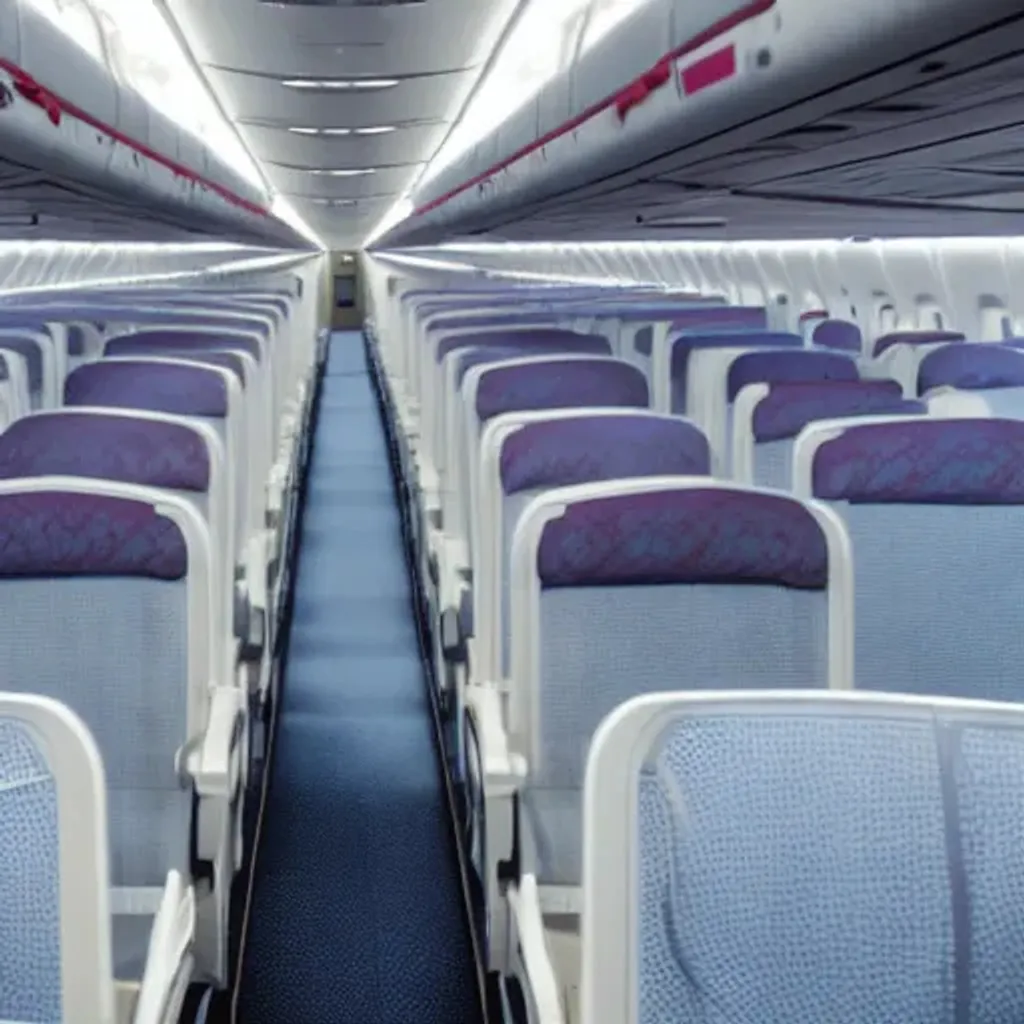 Empty airplane with infinite seats that go beyond si...