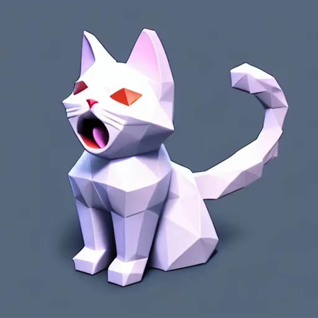 kawaii low poly cat character, 3d isometric render,...