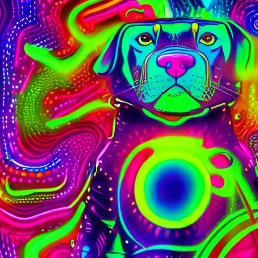 Hypnotic illustration of a dog, standing character,... | OpenArt