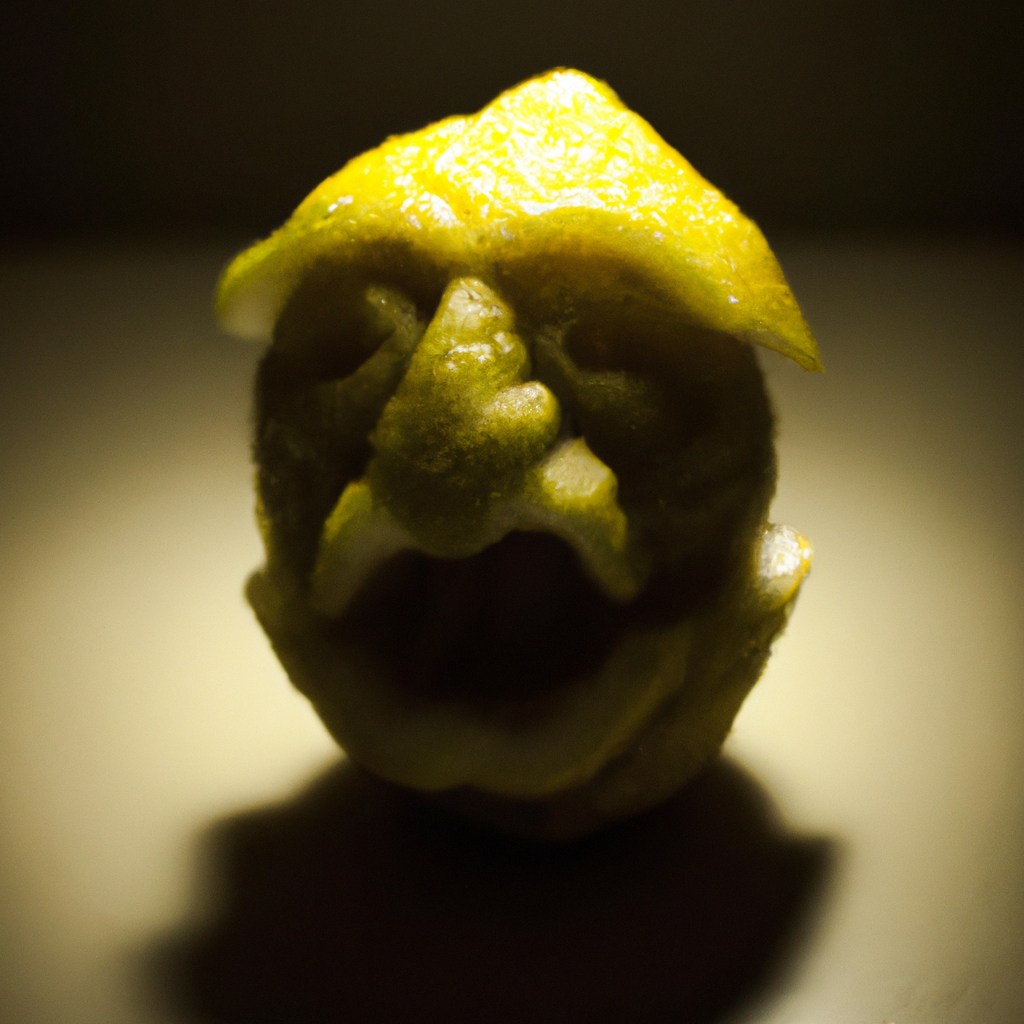 Monster face lemon carving, award winning photography | OpenArt