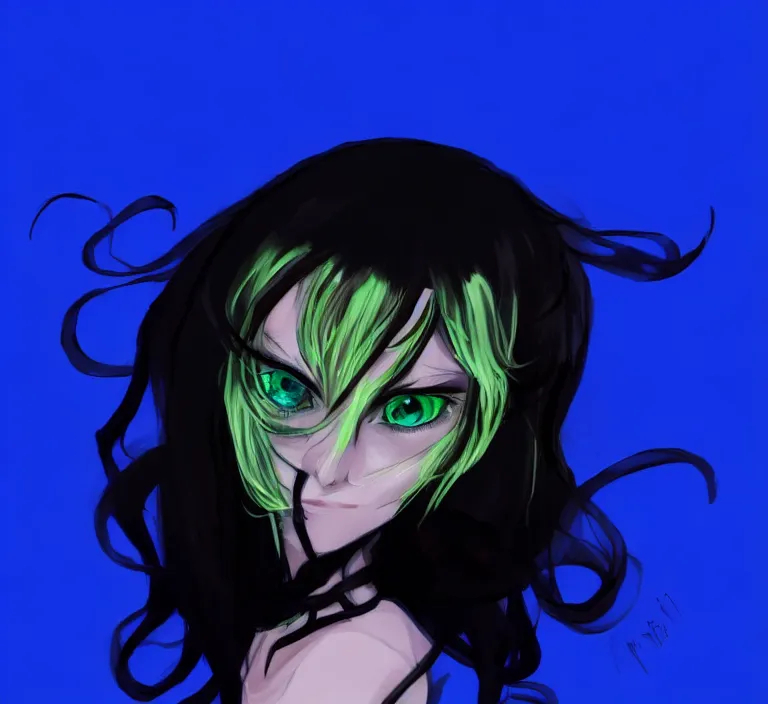 Neon Green Eyes, Anime, 1Woman, high quality. Long B... | OpenArt