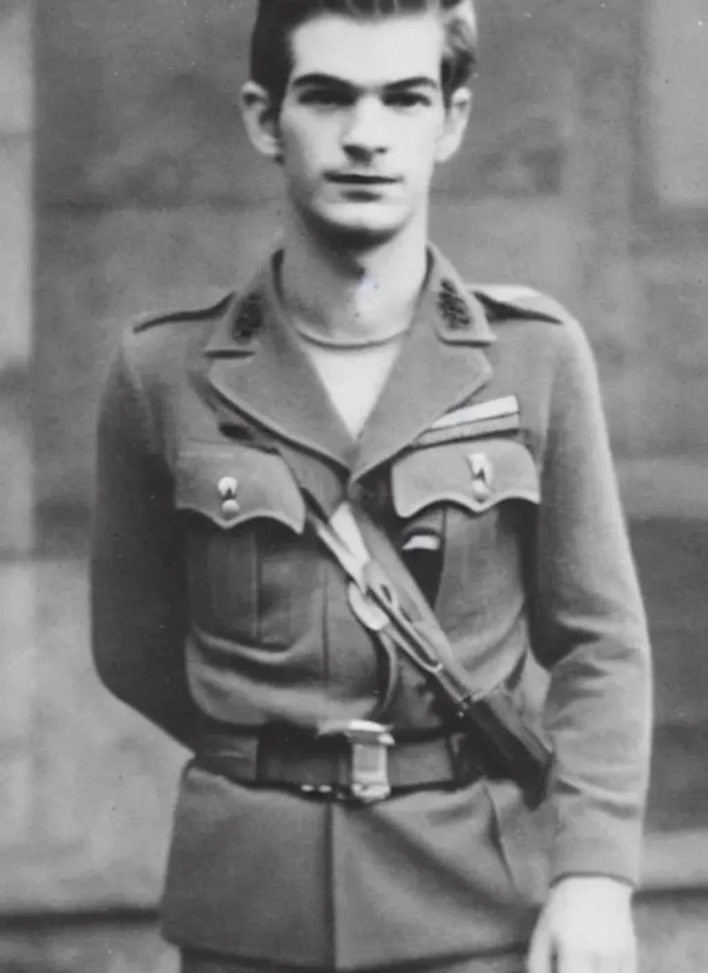 Photograph of Andrew Garfield as a soldier in World... | OpenArt