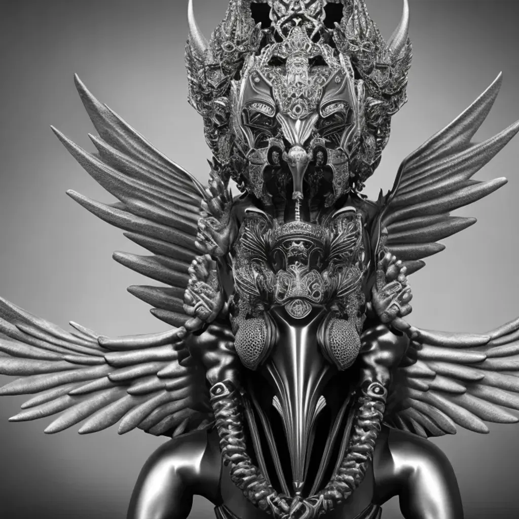 black and silver garuda, symmetrical, 16k, HDR, RTX,... | OpenArt