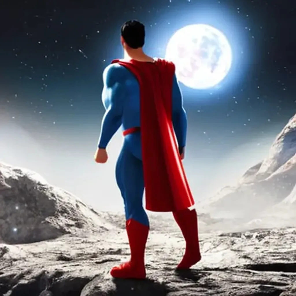 superman walk on the moon head and shoulders portrai... | OpenArt