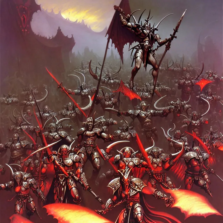 Demon androgynous heavy armored and armed elves of S... | OpenArt