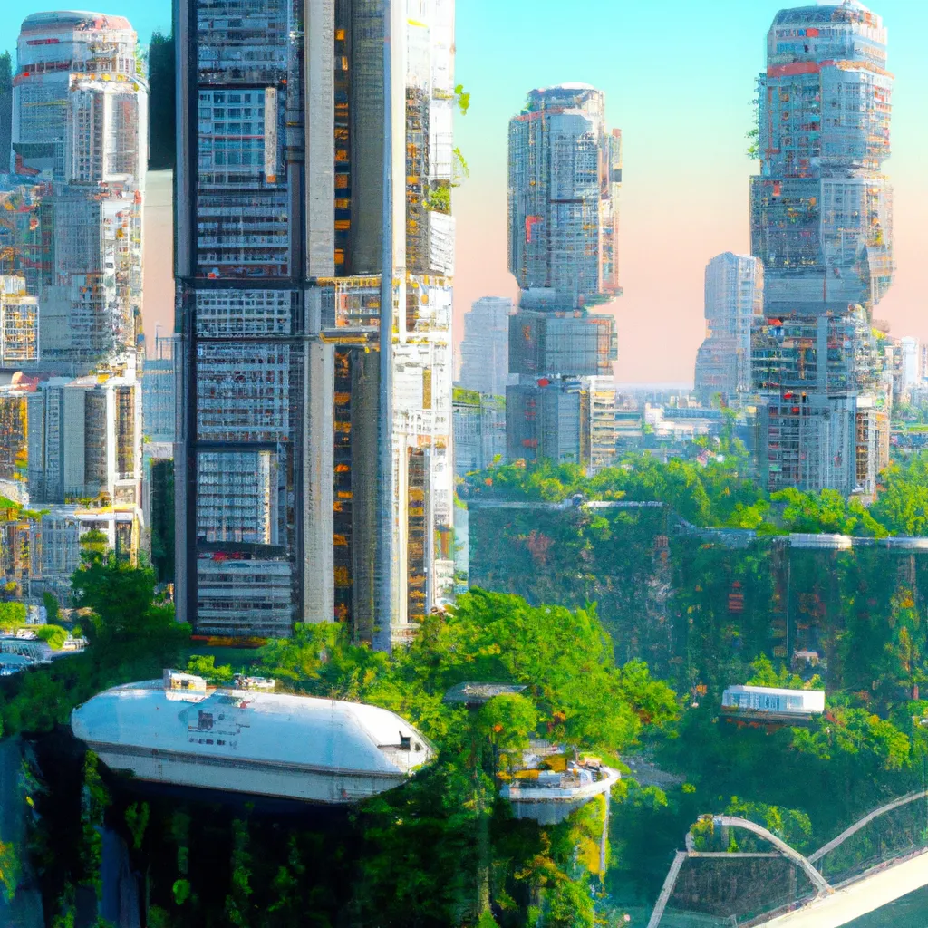 A concept art of a solarpunk city with lush vegetati...