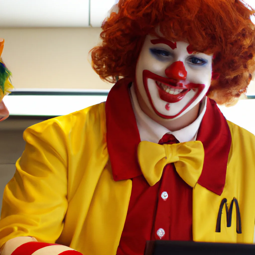 Ronald McDonald working at a McDonald's | OpenArt