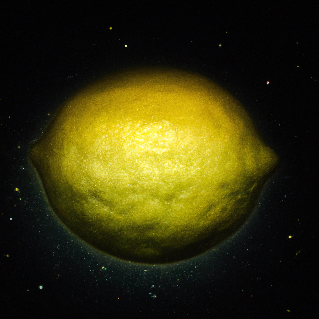 A planet-sized lemon with an atmosphere captured by... | OpenArt