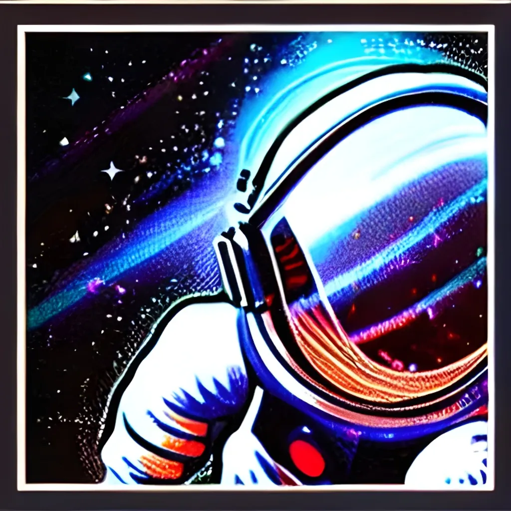 full view of an Astronaut, boom box in space, highly...