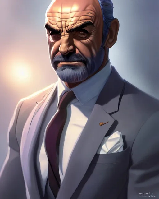 portrait of a {bodybuilder sean connery in a suit},... | OpenArt