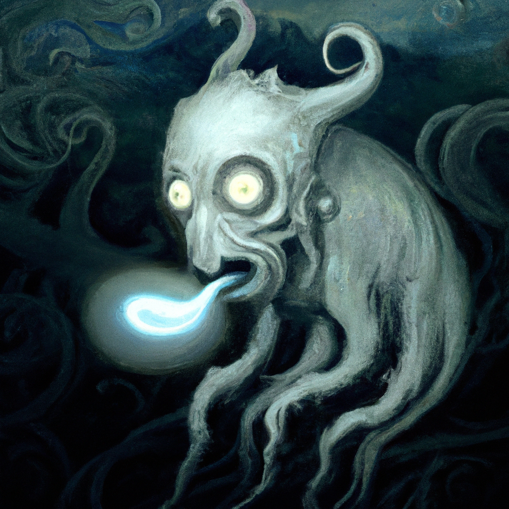 Baroque painting of a bioluminescent monster | OpenArt