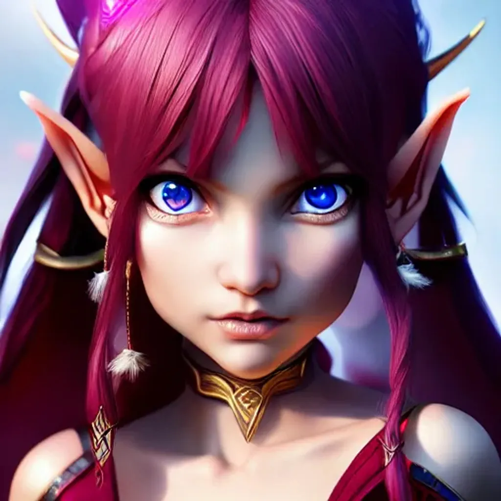 Elf imp girl portrait, digital art, highly detailed,... | OpenArt