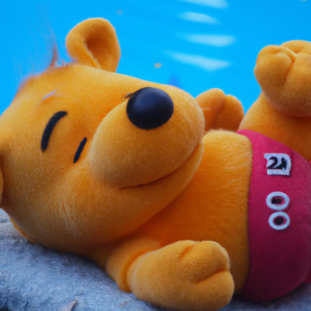 Winnie the Pooh sleeping in a swimming pool, Realist... | OpenArt