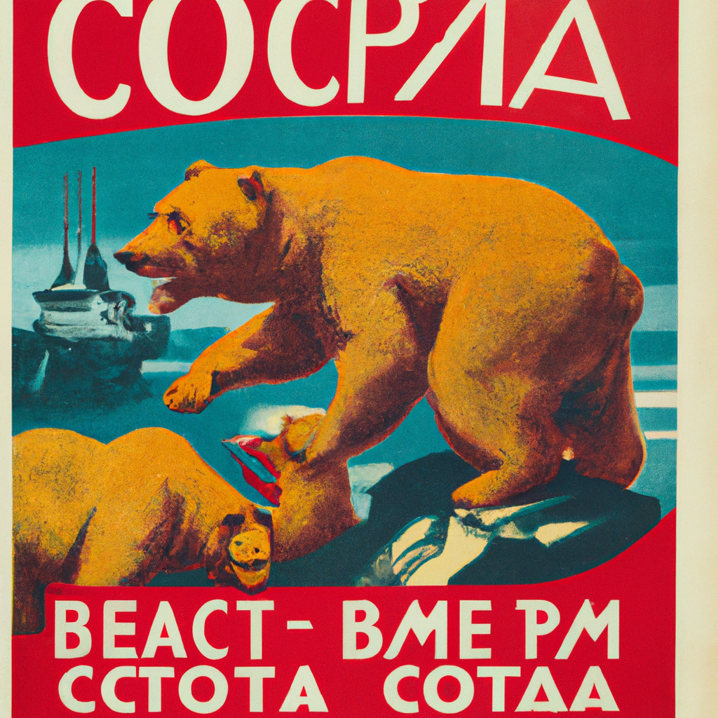 Vintage soviet propaganda posters about bears at war | OpenArt