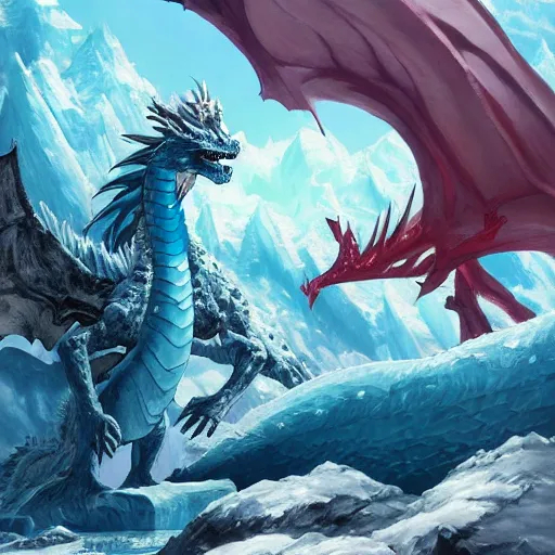a giant ice dragon on a glacier, intricate oil paint... | OpenArt
