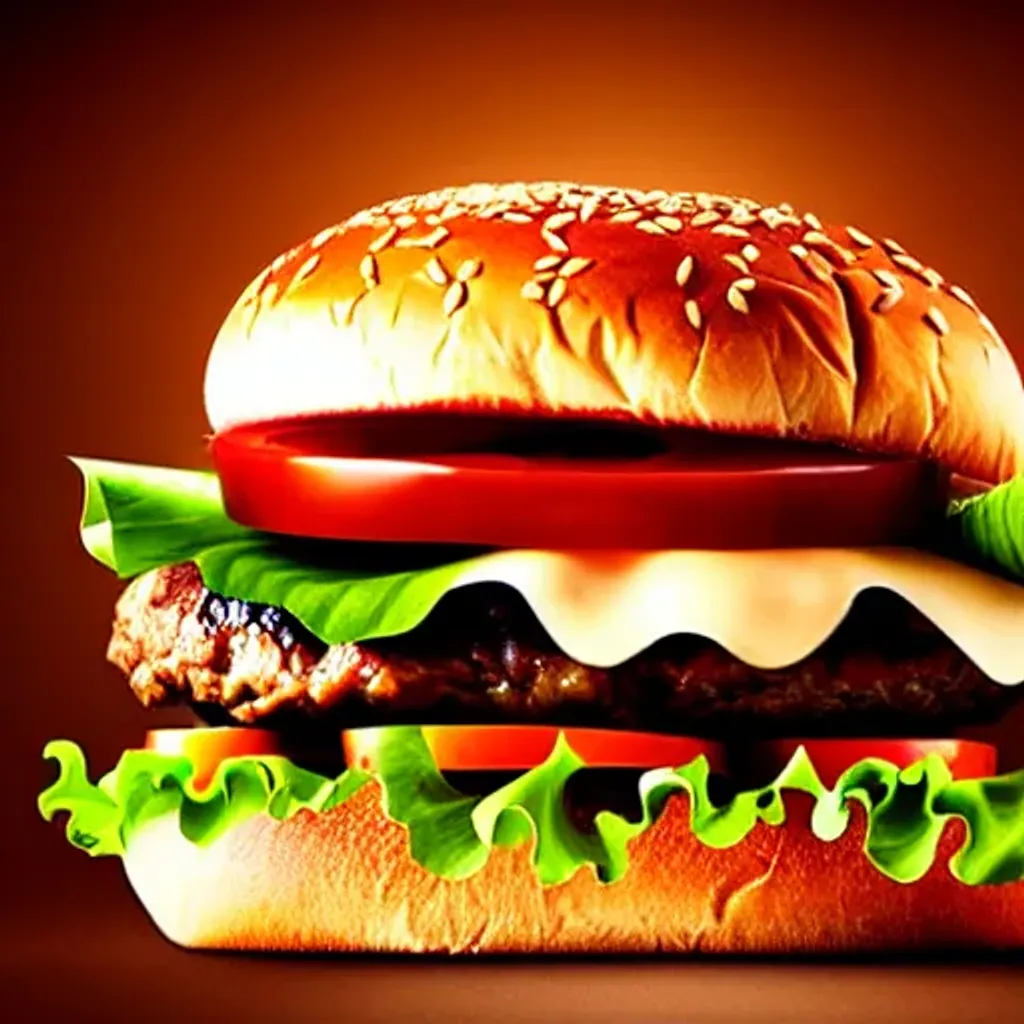 Food advertisment of a hamburger, simple, photoreali... | OpenArt
