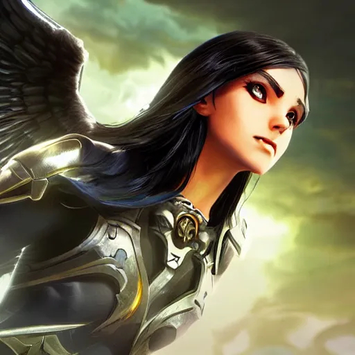 raven haired angel with white eyes, unreal engine, e... | OpenArt
