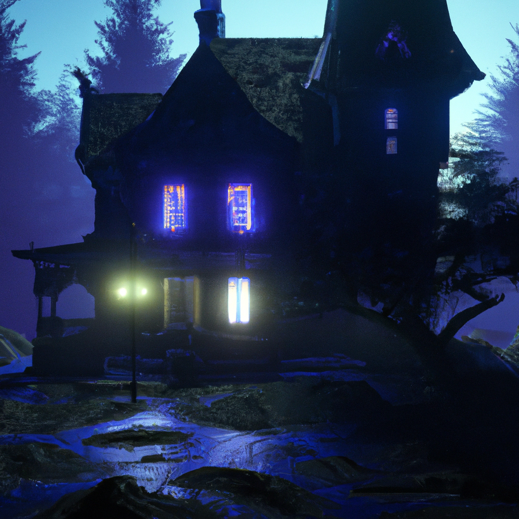 a lone forgotten haunted house at the end of the lan...