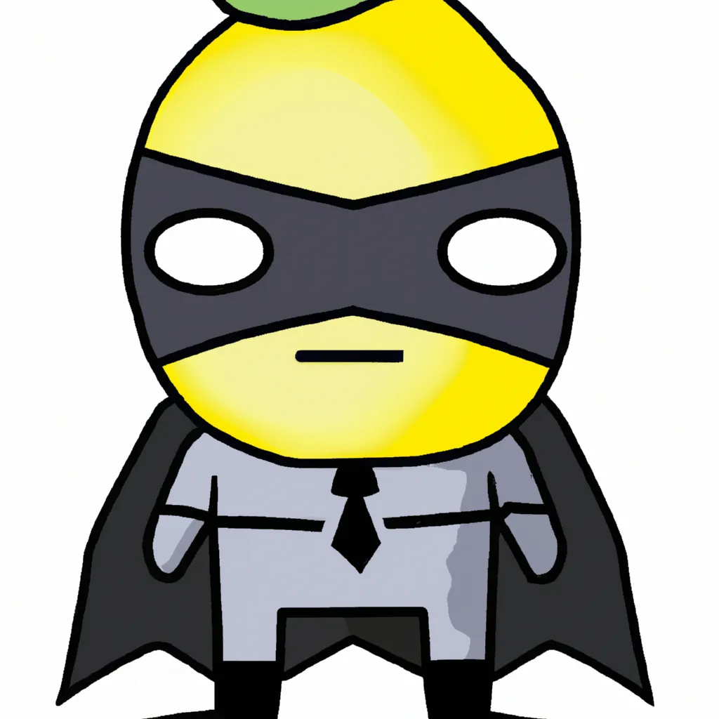 A realistic anthropomorphic lemon wearing a batman suit