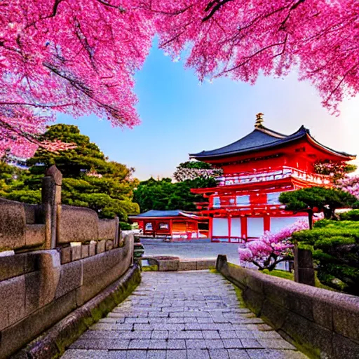 The sun setting over japan beautiful sunset Pink bl... | OpenArt