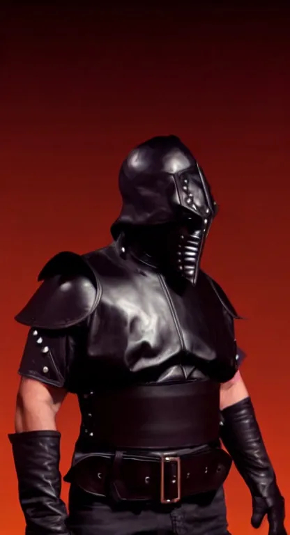 his sharp armor look like a leather biker look, blac... | OpenArt