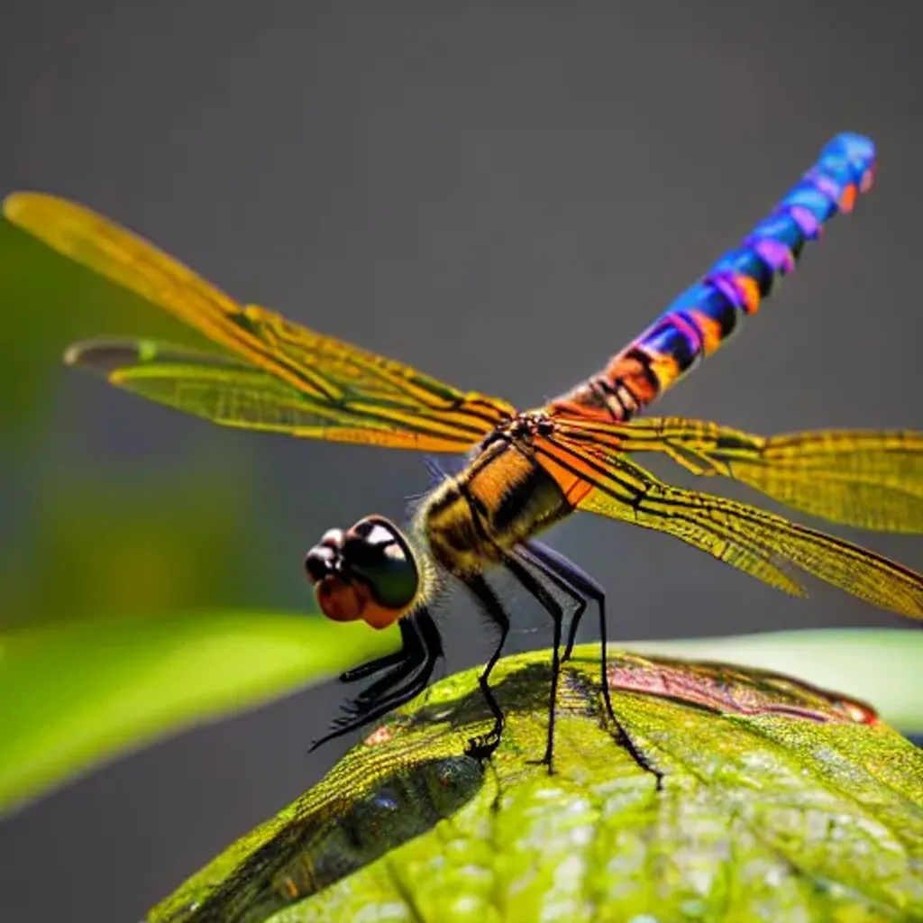 A close up photograph of a dragonfly on plants and h...