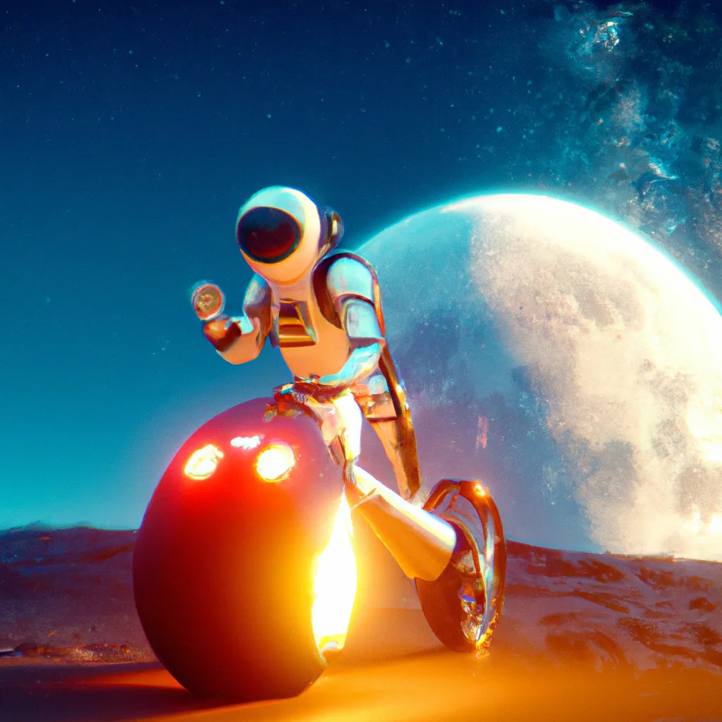 A person is riding their motorcycle on an alien planet | OpenArt