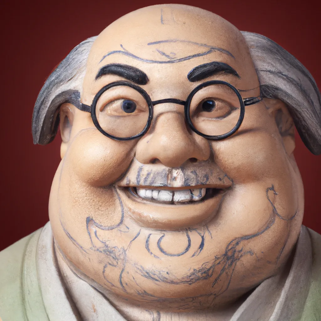 A colored photo of fat smiling Budai as a university... | OpenArt