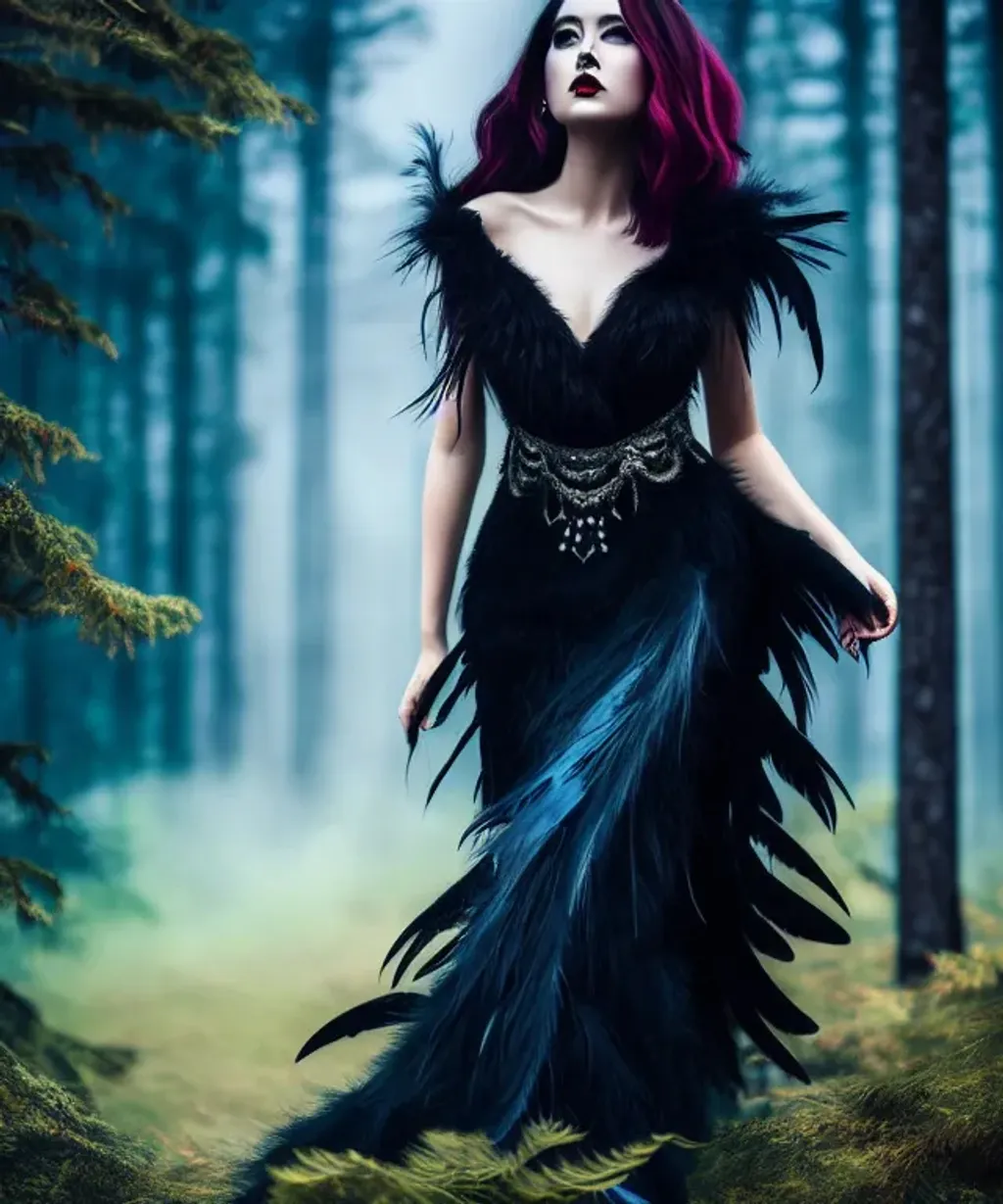 Wampire demon queen Raven dress hand dying dark fore... | OpenArt