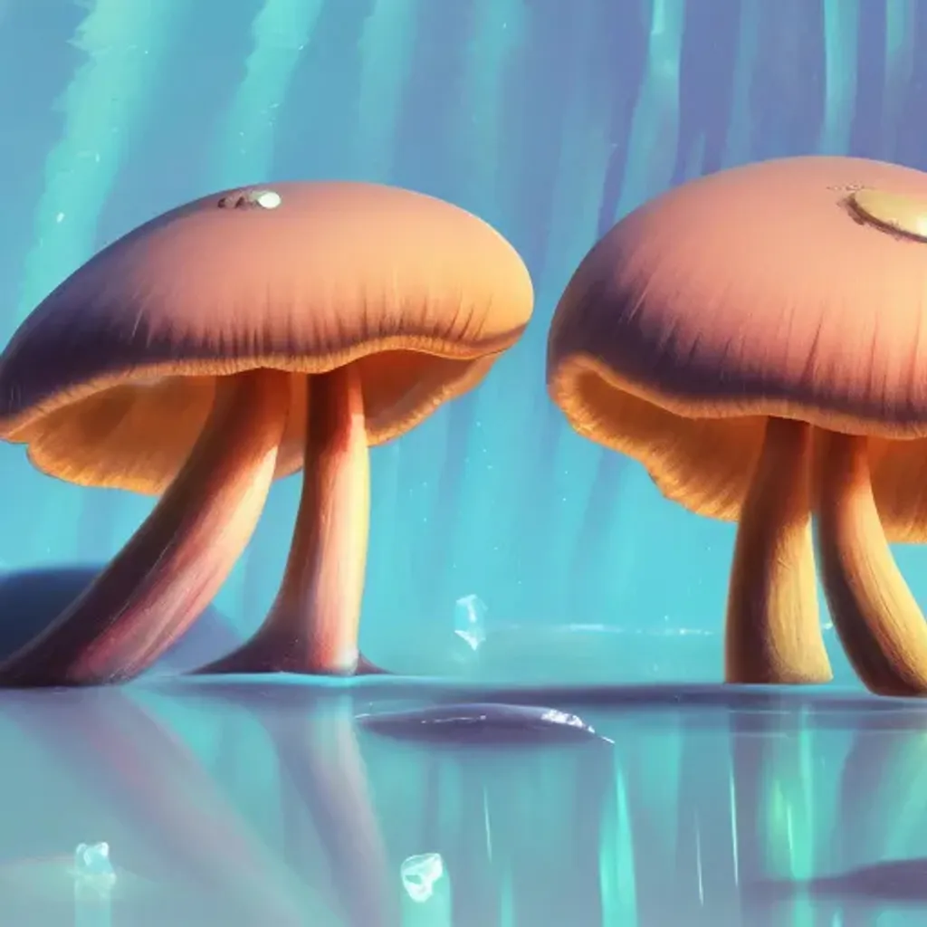 Oil painting of a cosy vintage tiny cute fungi, virg... | OpenArt