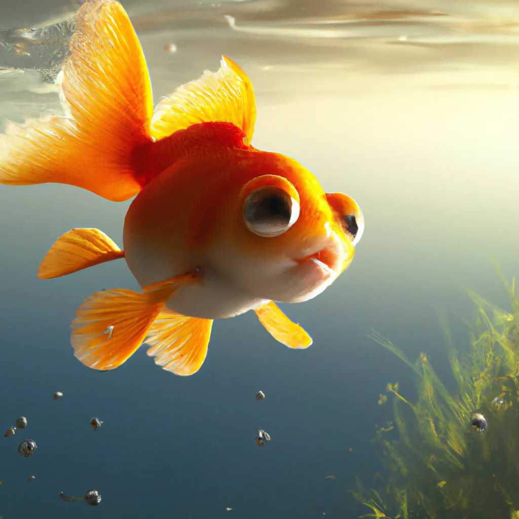 one, cute, fat white, goldfish swimming in a transp... | OpenArt