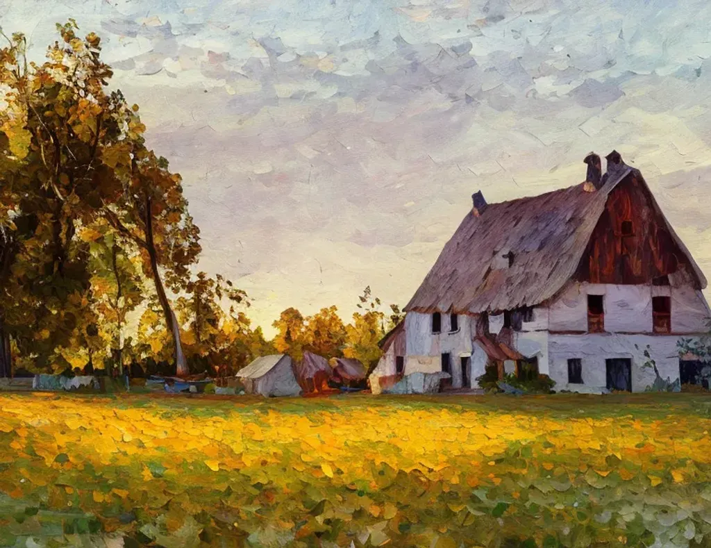 beautiful landscape by Winslow Homer house in a vill... | OpenArt