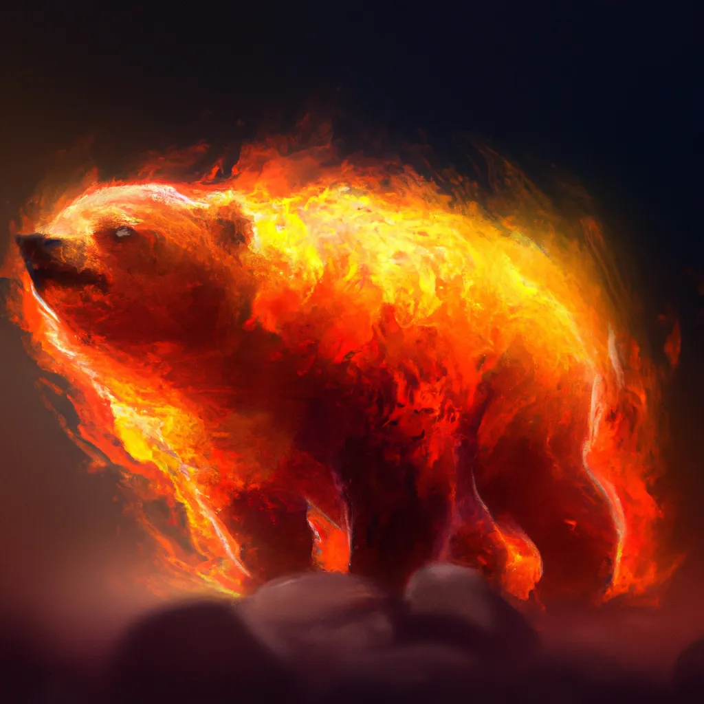 A flame Bear, digital painting, trending on Artstati...