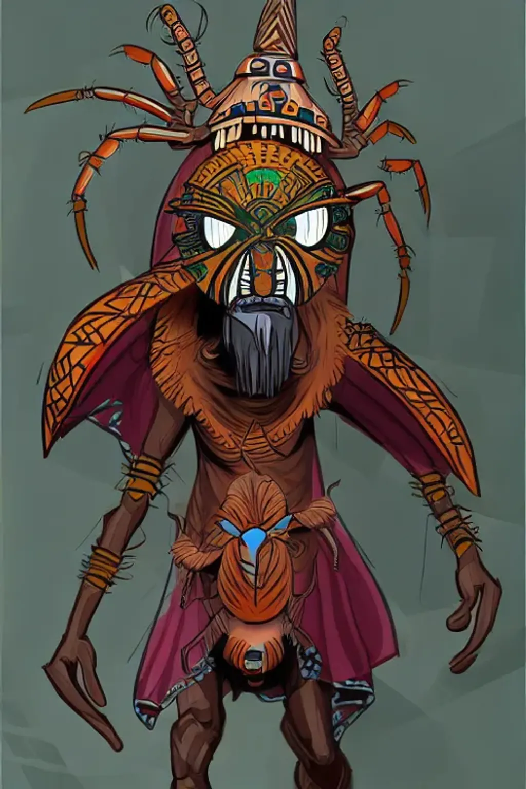 Full Body concept Art of a robed priest with a spid... | OpenArt