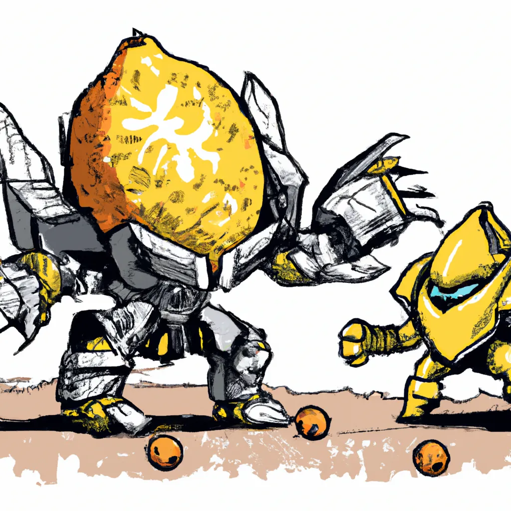Giant Lemon mech fight a giant lemon monster | OpenArt