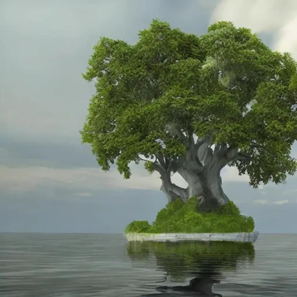 Deciduous tree on a floating island, Photorealistic,... | OpenArt