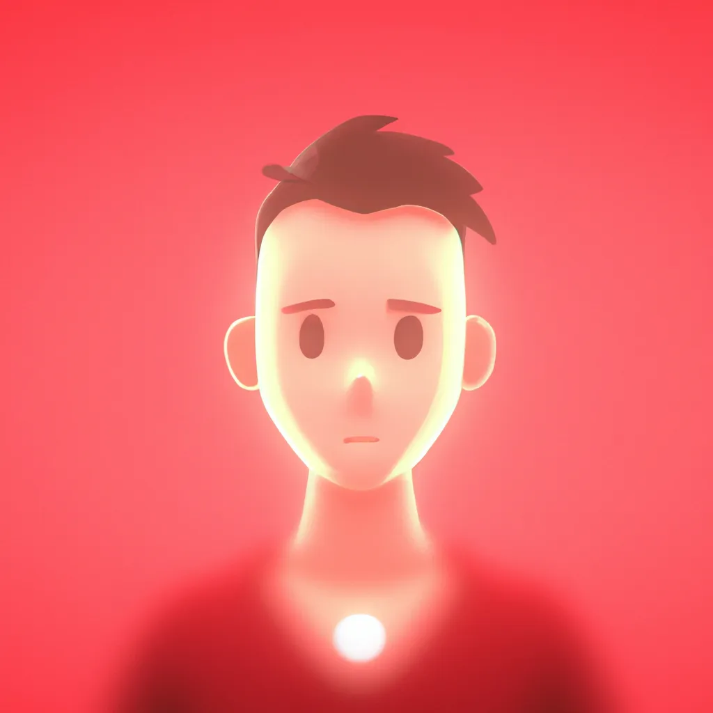 A 3d avatar of guy. Red lights. Red background. NFT | OpenArt
