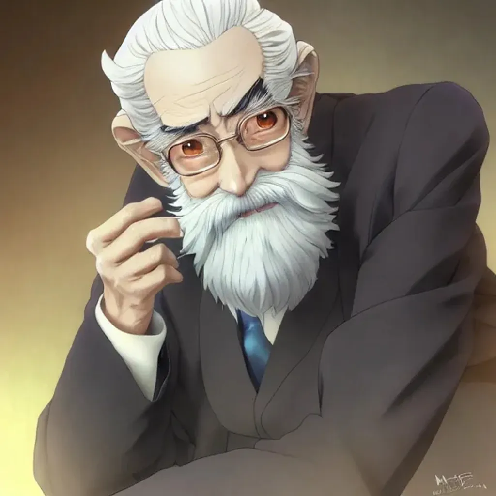digital anime painting of {an aged butler}, anime ey... | OpenArt