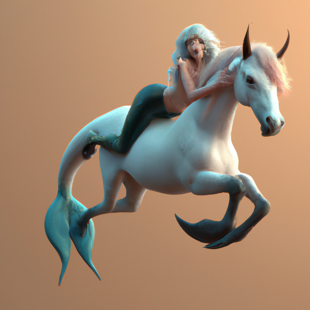 A 3D render of a mermaid riding a centaur, digital a... | OpenArt