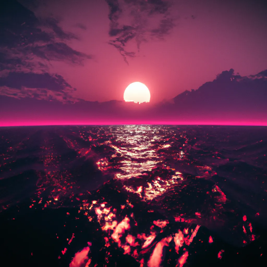 A synthwave style sunset above the reflecting water...