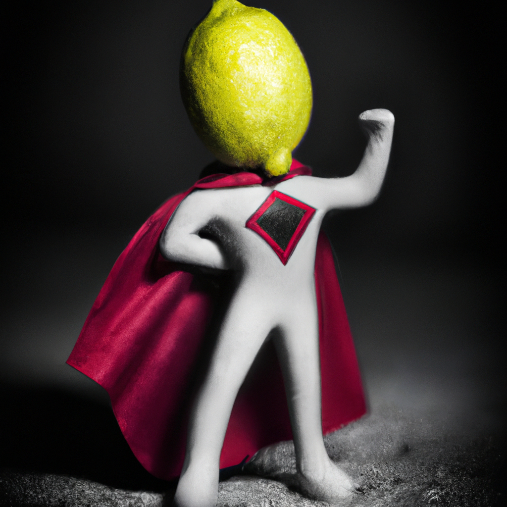 lemon wearing a superhero costume, award winning pho... | OpenArt
