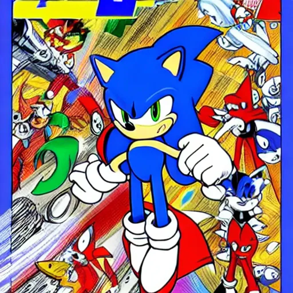 Sonic in the style of sonic the comics