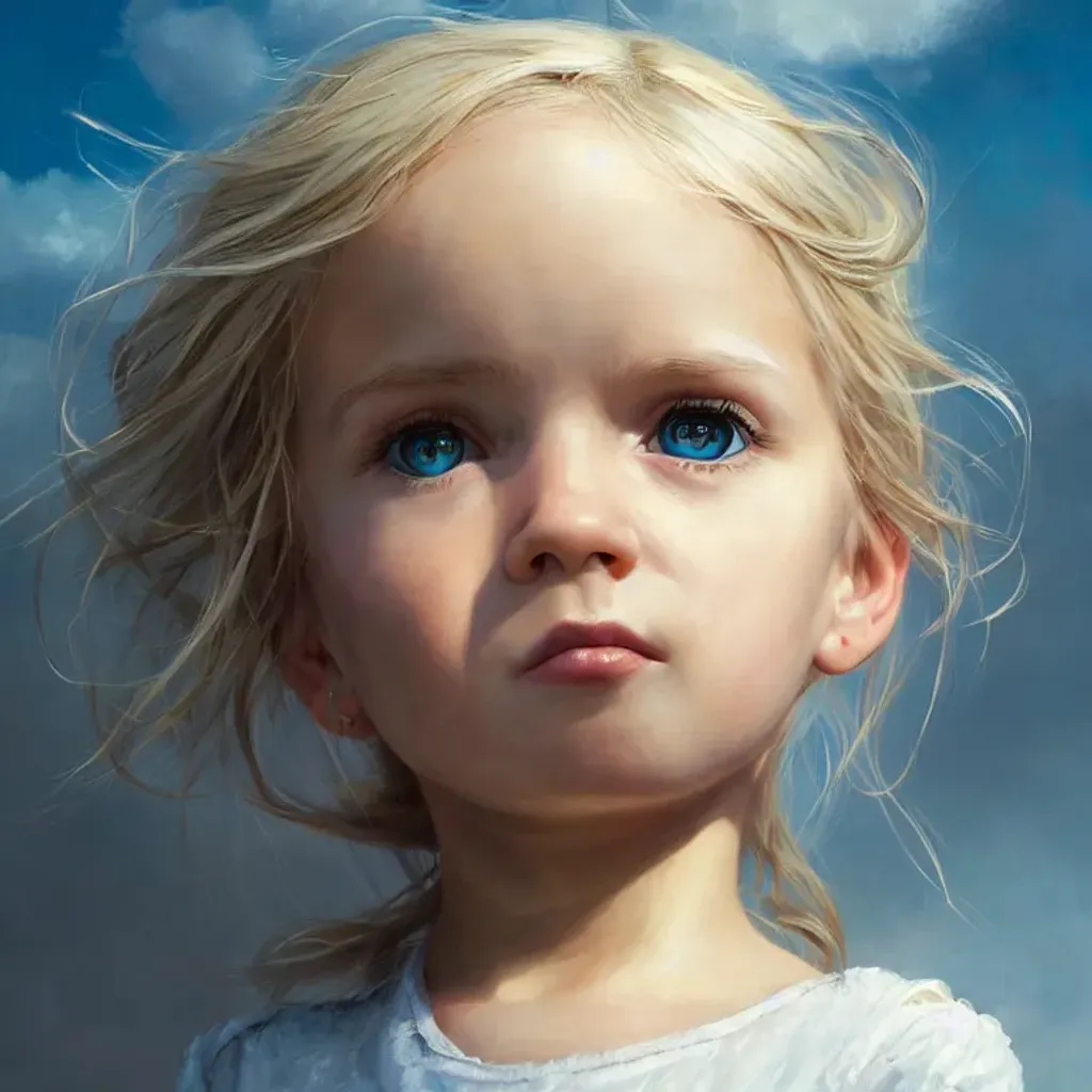 Portrait of {little girl} with {blond} hair and with... | OpenArt