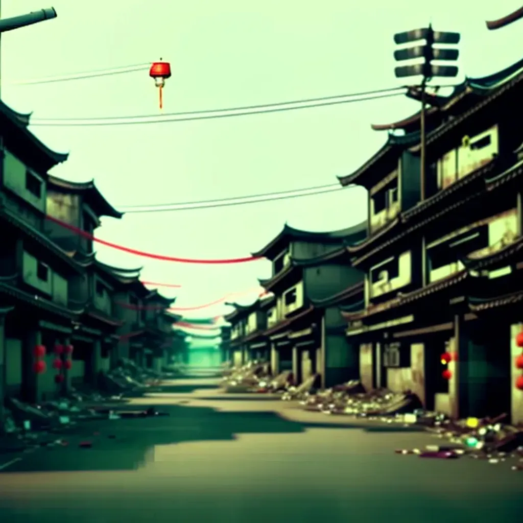 CCTV footage of a post-apocalyptic Chinese town litt... | OpenArt