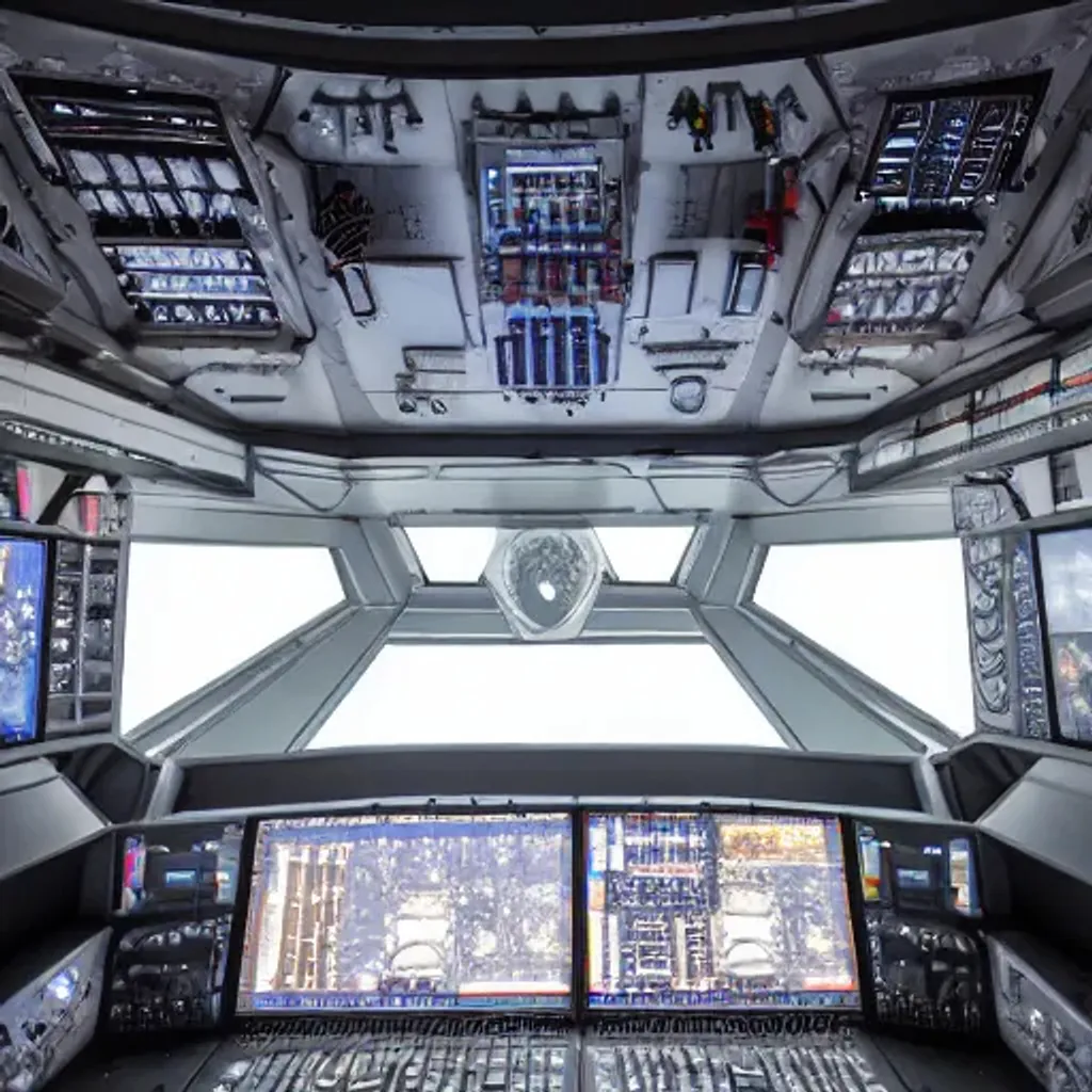 inside the command bridge deck of a tribal space shi... | OpenArt