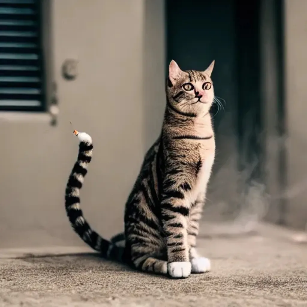 High quality photo of standing cat smoking a cigarete | OpenArt