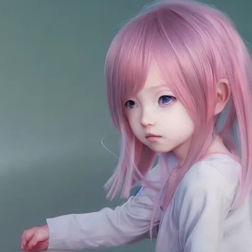 beautiful anime art of a baby girl, character by WLO...