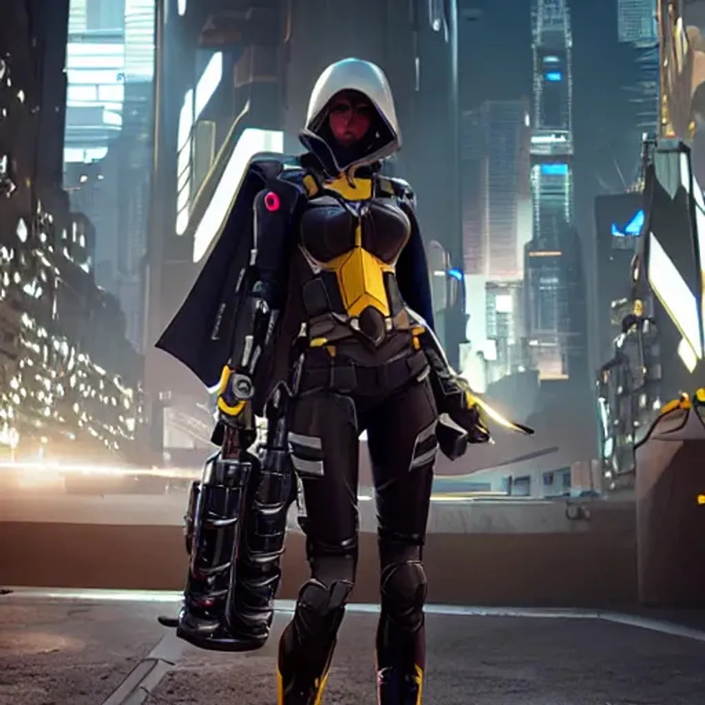 Mech Punk clothes with short hair girl, battle statu... | OpenArt