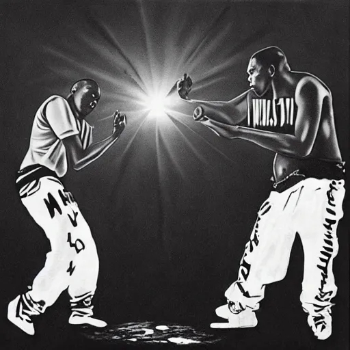 the notorious b.i.g and Tupac fighting each other in... | OpenArt