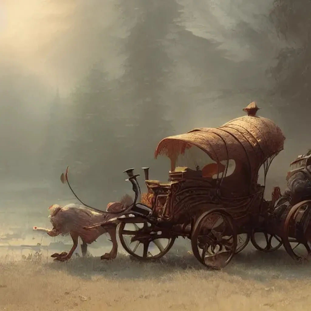 Hyperrealistic fantasy carriage, fantasy, highly de...